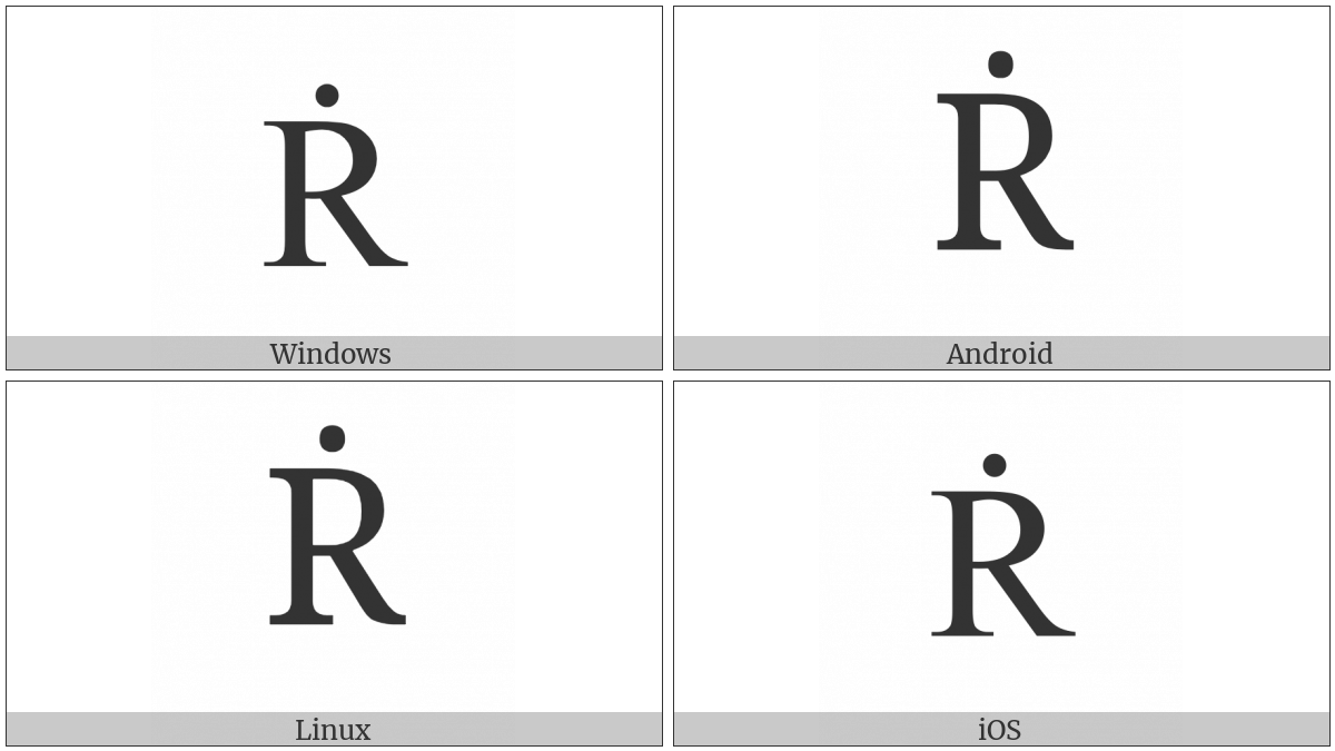 LATIN CAPITAL LETTER R WITH DOT ABOVE UTF 8 Icons